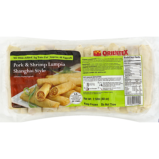 Orientex Shanghai Style Pork & Shrimp Lumpia Egg Rolls 40 oz package | Asian | DeCA
