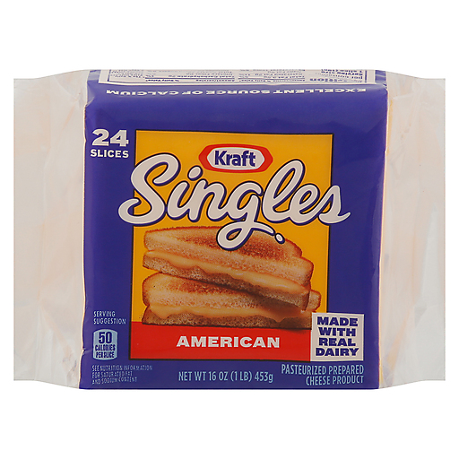 Kraft Singles American Processed Cheese Slices 24 ct 16 oz package ...