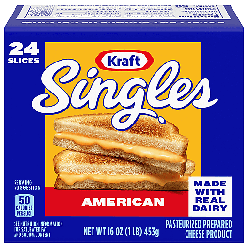 Kraft Singles American Processed Cheese Slices 24 ct 16 oz package ...