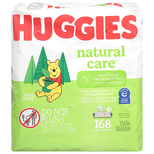 Huggies Natural Care Fragrance Free Sensitive Baby Wipes 168 ct package ...