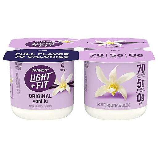 Dannon Light + Fit Vanilla Original Nonfat Yogurt Pack, 0 Fat and 70 ...