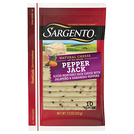 Sargento Natural Pepper Jack Sliced Cheese 7.5 oz package | Sliced ...