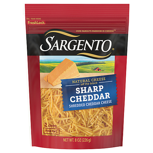 Sargento Off the Block Sharp Cheddar Shredded Cheese 8 oz package ...