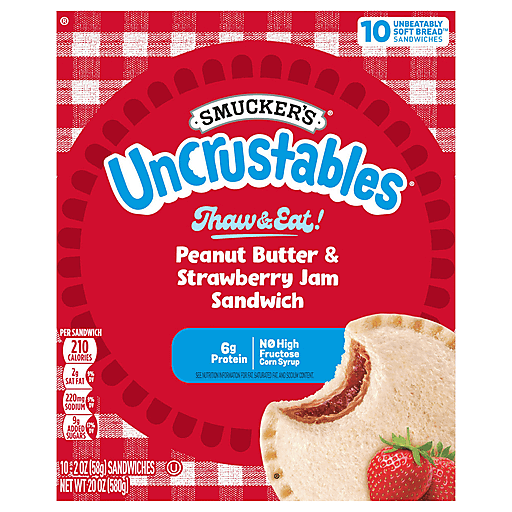 Smucker's Uncrustables Peanut Butter & Strawberry Jam Sandwich 20 oz ...