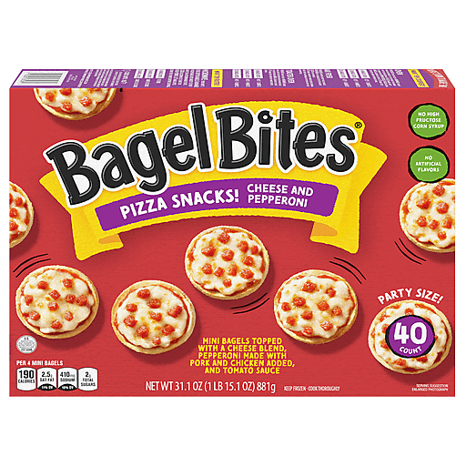 Bagel Bites Pizza Snack Cheese and Pepperoni Mini Bagels 31.1 oz box ...