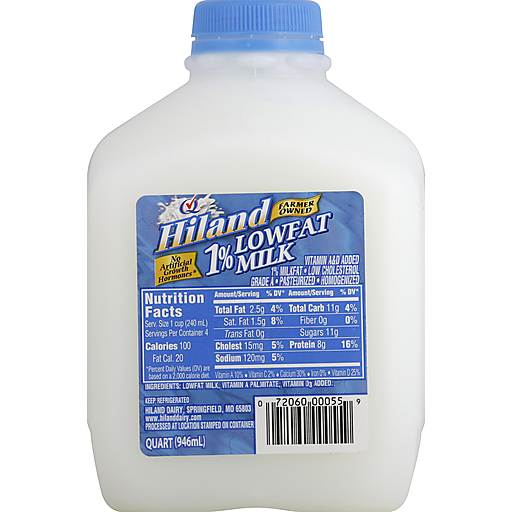 Hiland 1% Low Fat Milk 32 fl oz jug | Reduced Fat & Fat Free Milk | DeCA