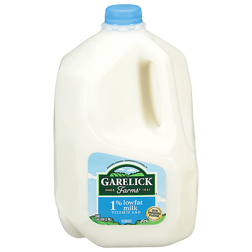 Garelick Farms Milk 1 Percent Gallon 128 Oz | Reduced Fat & Fat Free ...