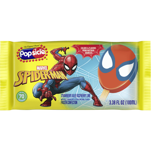 Popsicle Spiderman Ice Pop Strawberry, Blue Raspberry & Lime, 1 ct ...