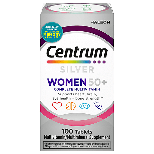GlaxoSmithKline Centrum Non-GMO Gluten-free Silver Women 50+ Supplement ...