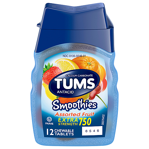 Tums Extra Strength 750 Assorted Fruit Antacid Chewable Tablets 12 ...