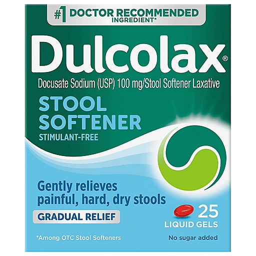 Dulcolax Stool Softener Sugar Free 100 mg Docusate Sodium Laxative 25 ...