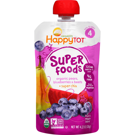 Happy Tot Organics Non-GMO Super Foods Pears Beets & Blueberries ...