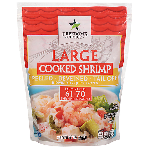 Freedom's Choice Large Tail-Off Cooked Shrimp 61-70 ct | Shrimp | DeCA